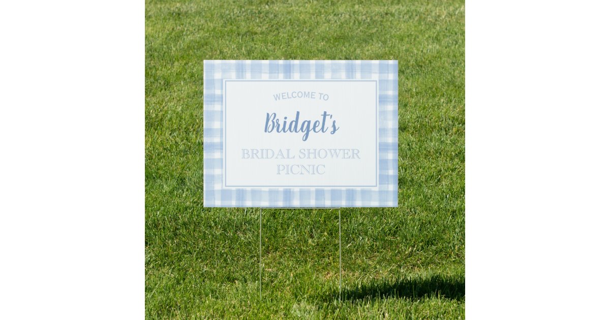 Blue Gingham Welcome Sign | Zazzle