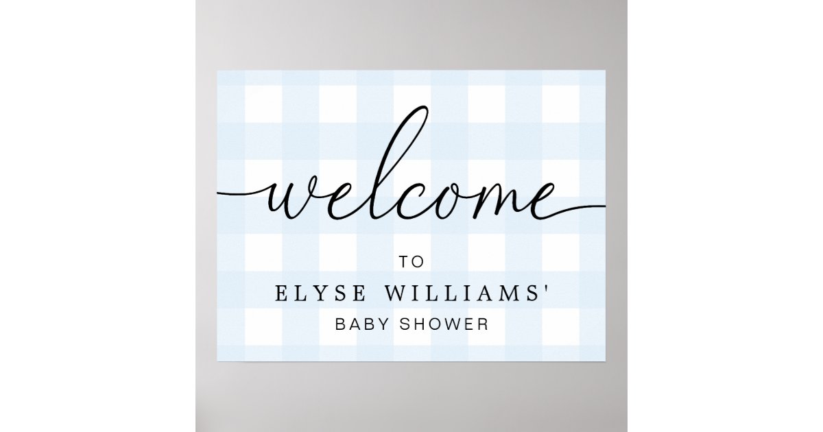 Blue Gingham Welcome Sign | Zazzle