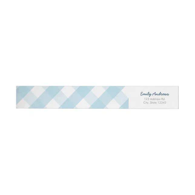 Blue Gingham Wraparound Address Labels | Zazzle