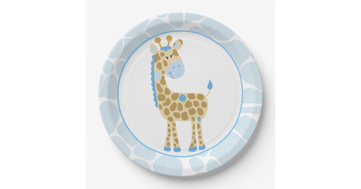 Blue Giraffe Paper Plates | Zazzle