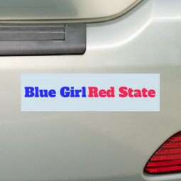 Blue Girl Red State Bumper Sticker | Zazzle