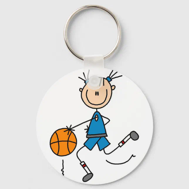 Blue Girls Basketball Tshirts and Gifts Keychain | Zazzle
