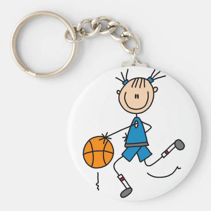 Blue Girls Basketball Tshirts and Gifts Keychain | Zazzle