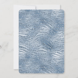 Blue Glam Glitter Zebra Print Invitation | Zazzle