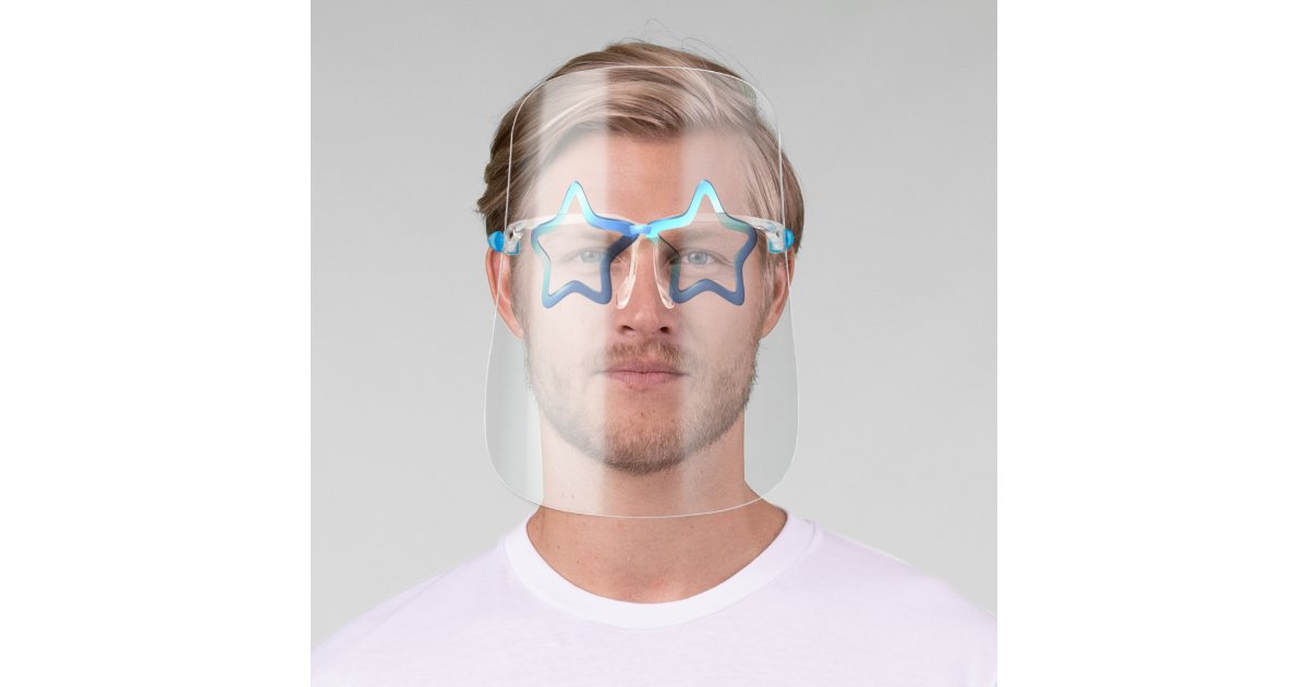 Blue Glasses, Stars Face Shield | Zazzle
