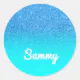 Blue Glitter and Aqua Ombre Personalized Classic Round Sticker | Zazzle