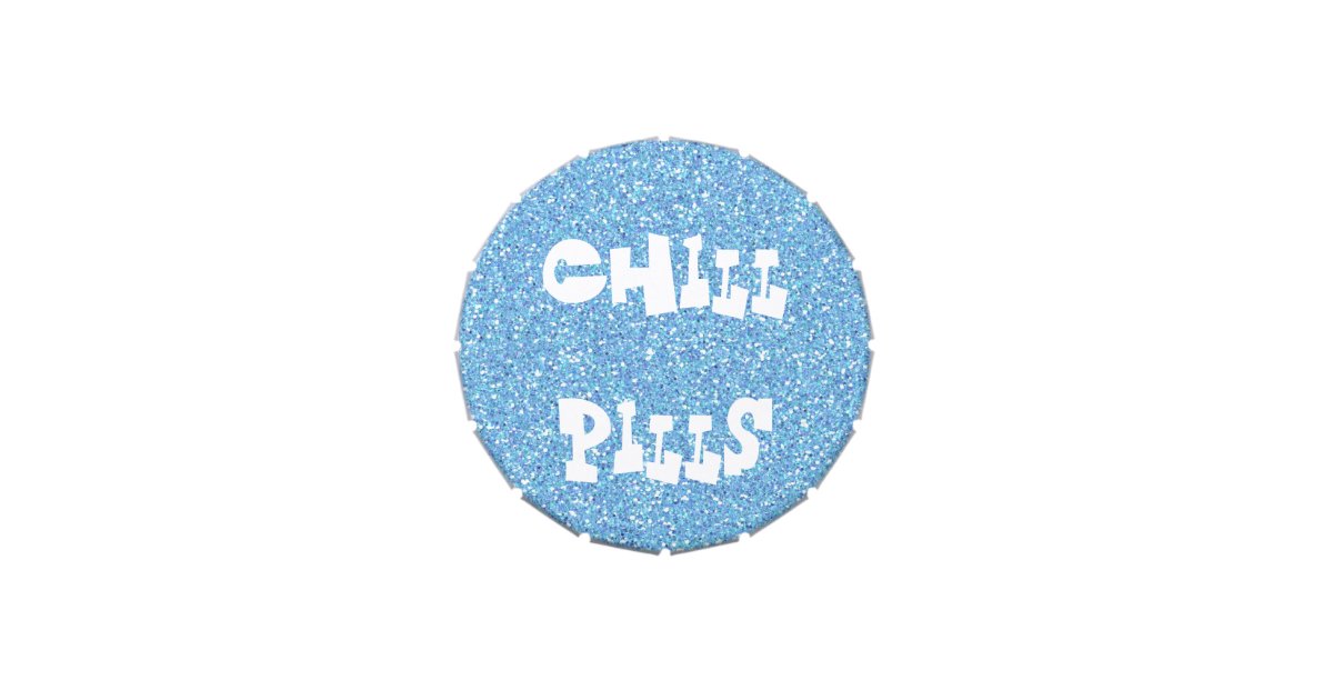 Blue Glitter Chill Pills Mints Jelly Belly Tin | Zazzle