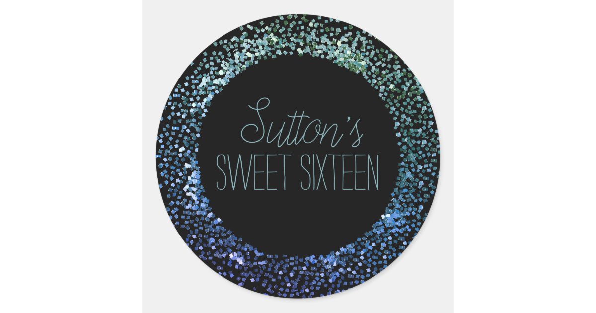 Blue Glitter Circle Classic Round Sticker | Zazzle