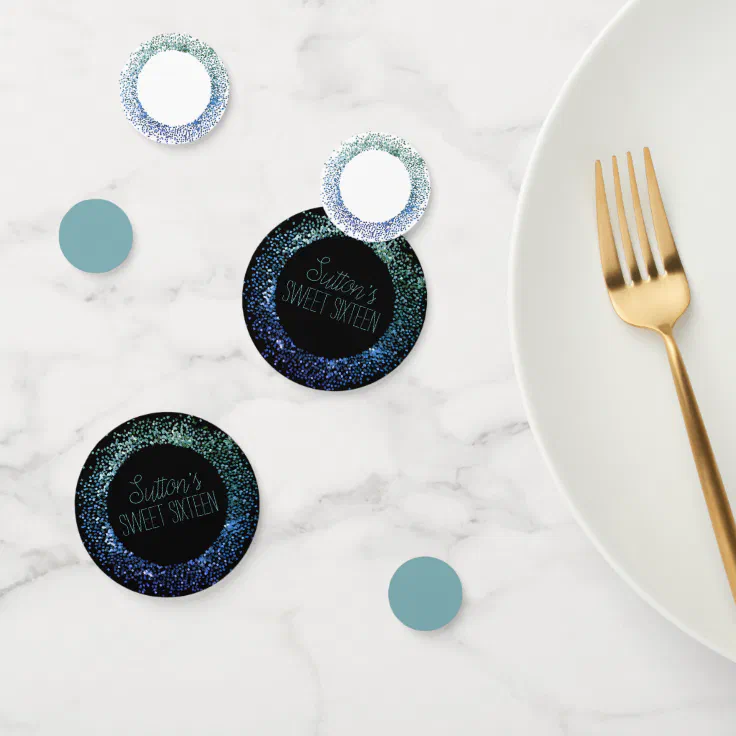 Blue Glitter Circle Confetti | Zazzle