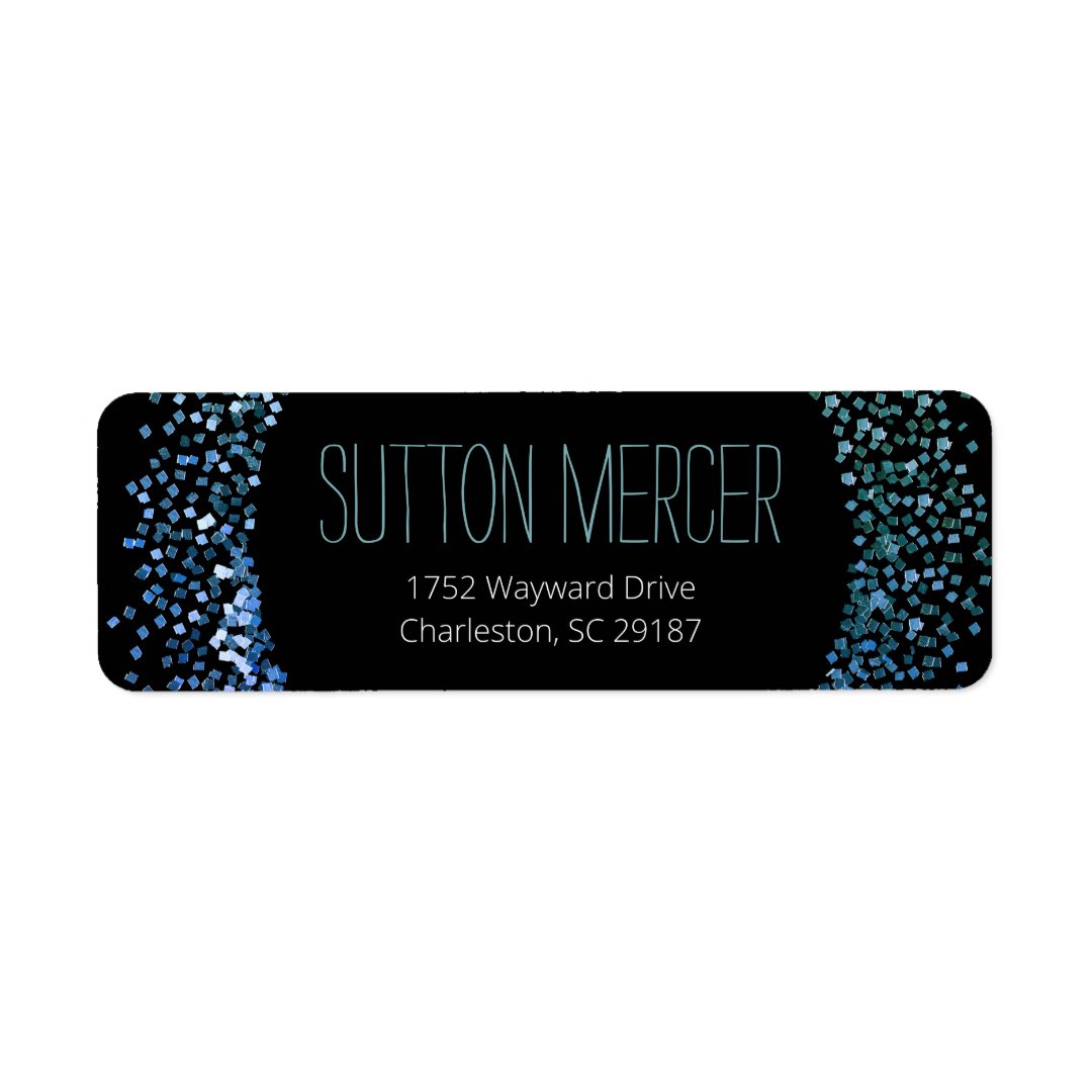 Blue Glitter Circle Label | Zazzle