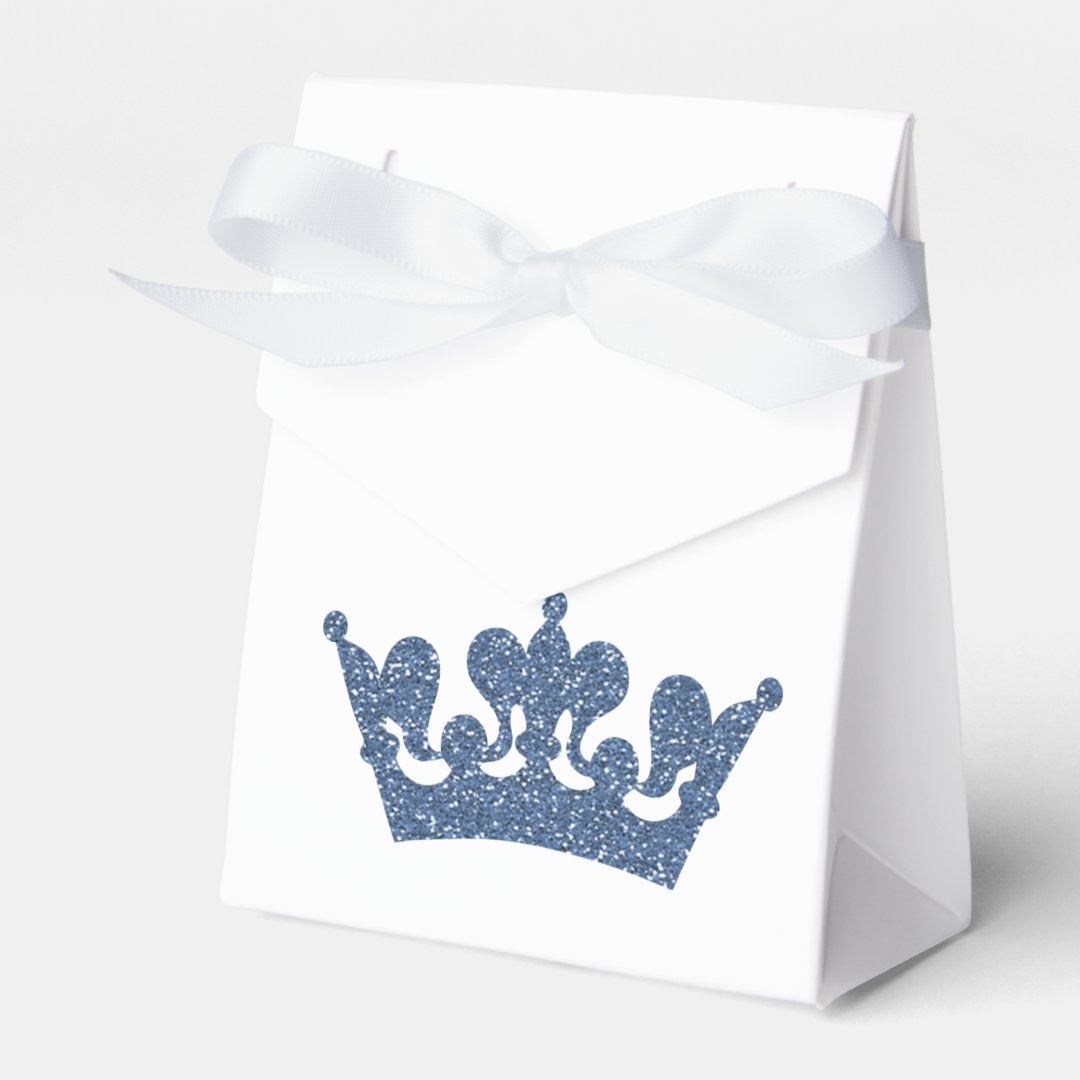 Blue Glitter Crown Prince Royal Party Favor Boxes | Zazzle