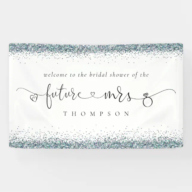 Blue Glitter Future Mrs Welcome to Bridal Shower Banner | Zazzle