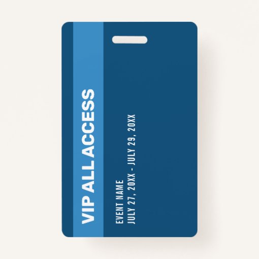 Blue Glitter Glam VIP All Access Pass Event ID Badge | Zazzle