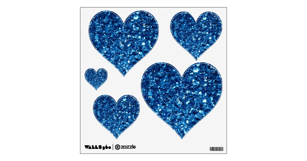 Blue Glitter Hearts Wall Decal | Zazzle