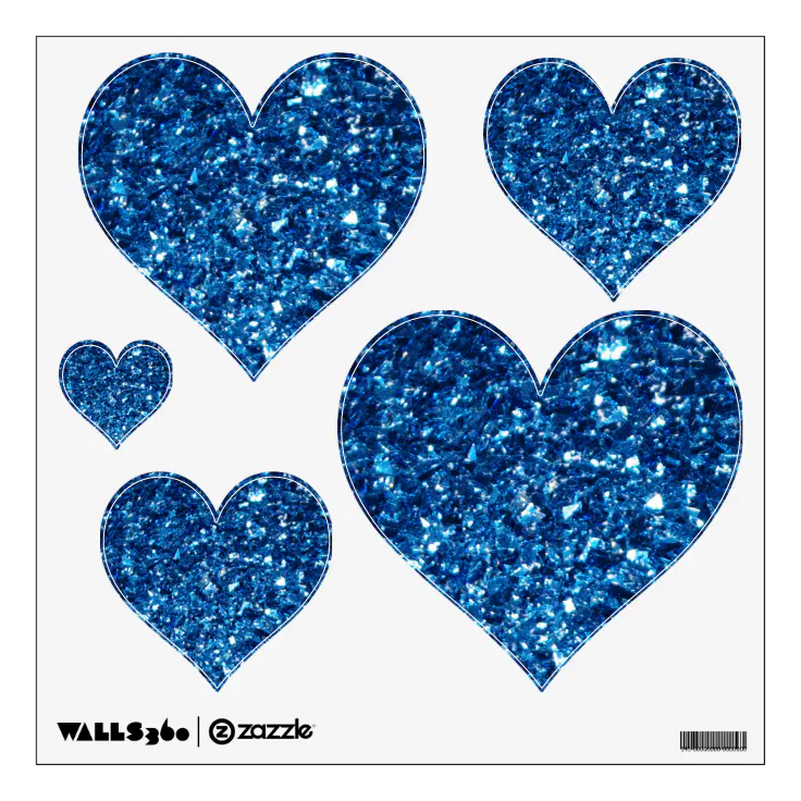 Blue Glitter Hearts Wall Decal | Zazzle