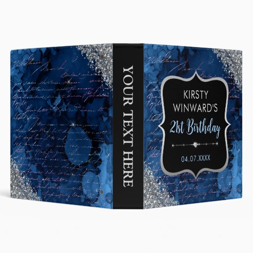 Blue Glitter Letters Birthday Party Photo Album 3 Ring Binder | Zazzle