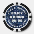 Blue Glitter Names Date Wedding Drink Token | Zazzle
