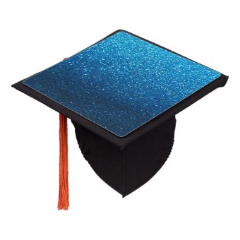 Blue Glitter Ombre Sparkles Girly Glam Teacher Graduation Cap Topper ...