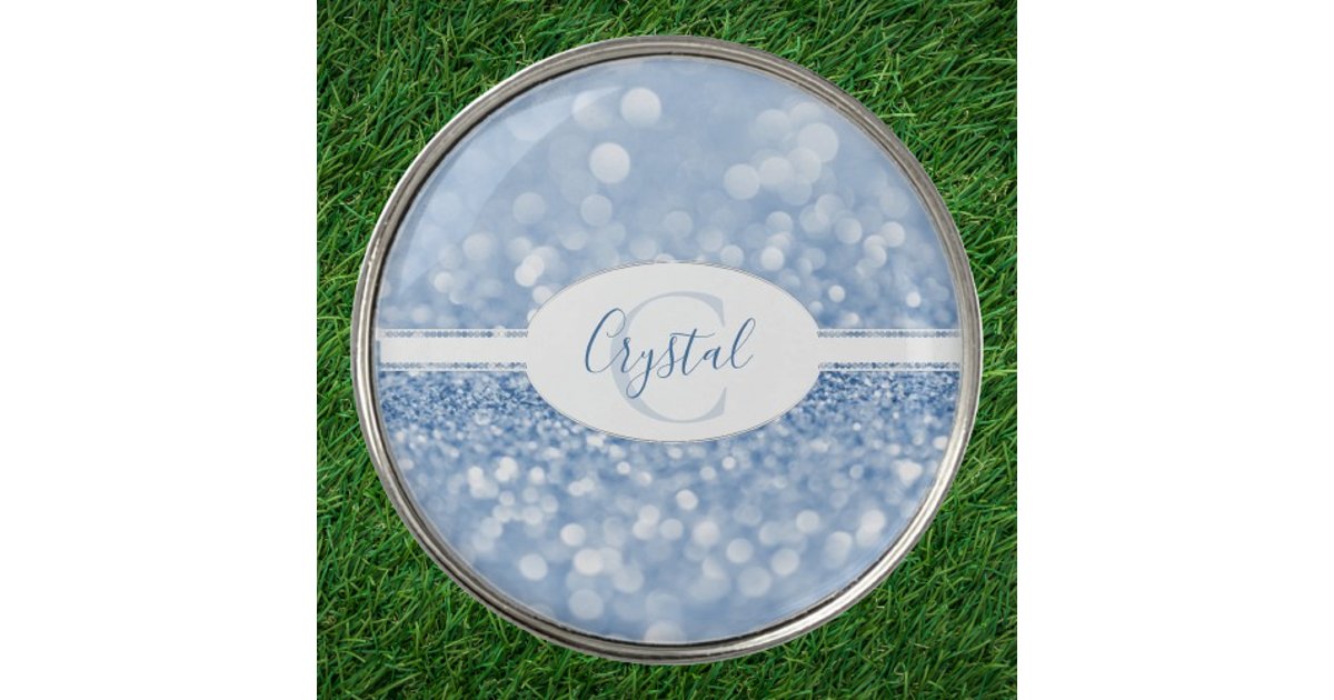 Blue Glitter Personalize Golf Ball Marker | Zazzle