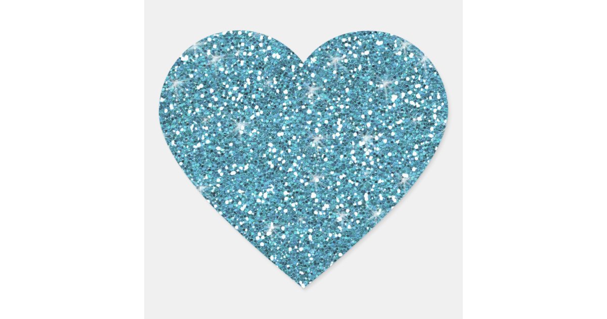 Blue Glitter Printed Heart Sticker | Zazzle