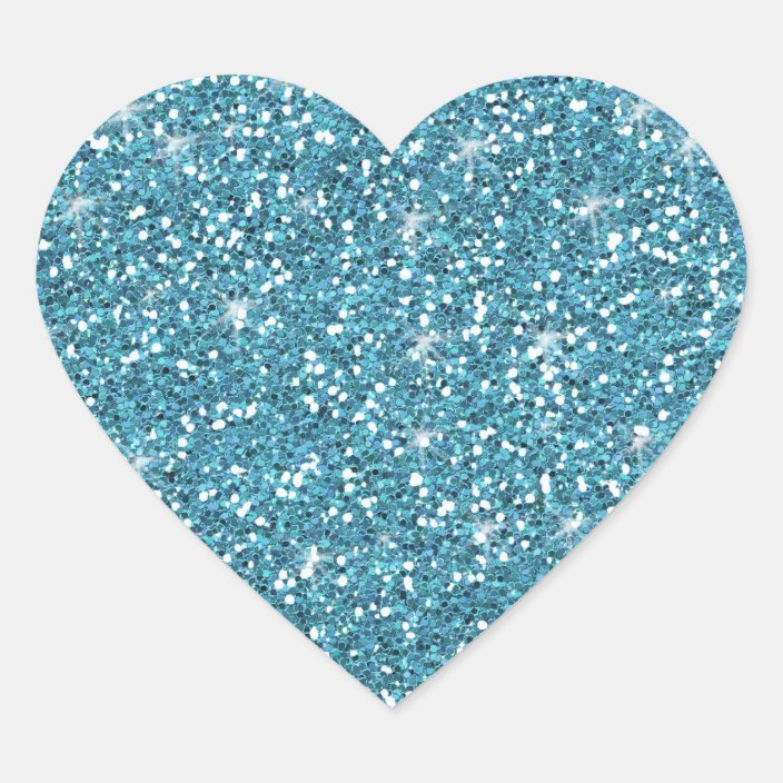 Blue Glitter Printed Heart Sticker | Zazzle.com