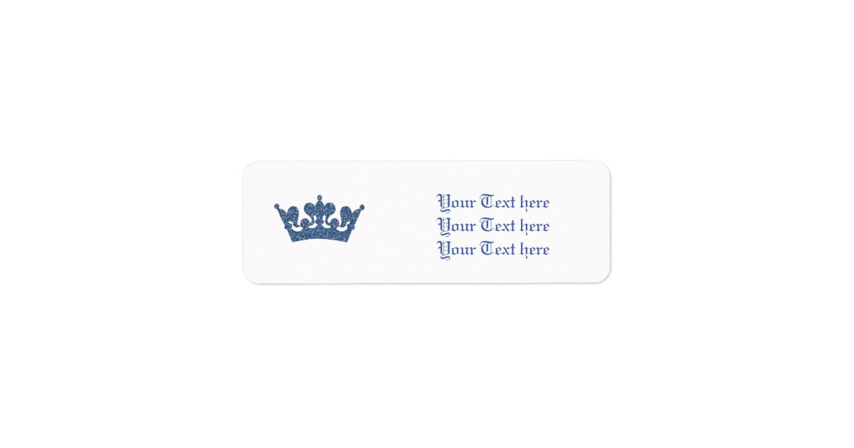 Blue Glitter Royal Crown Prince Address Labels | Zazzle