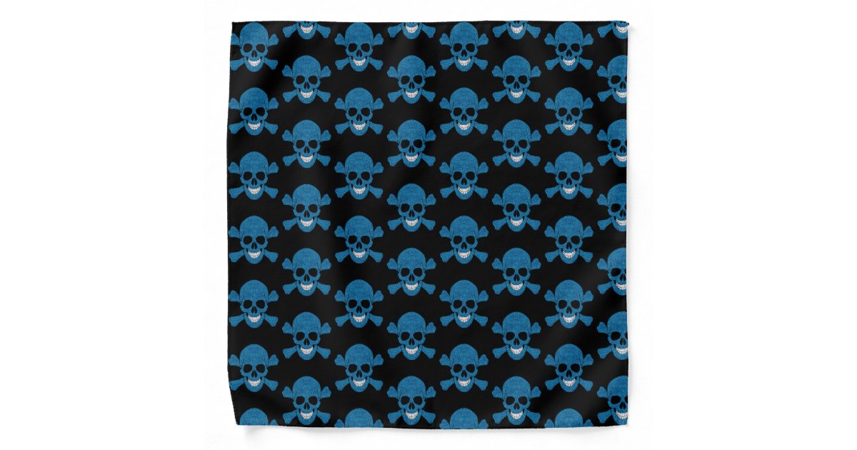Blue Glitter Skull And Crossbones Bandana | Zazzle