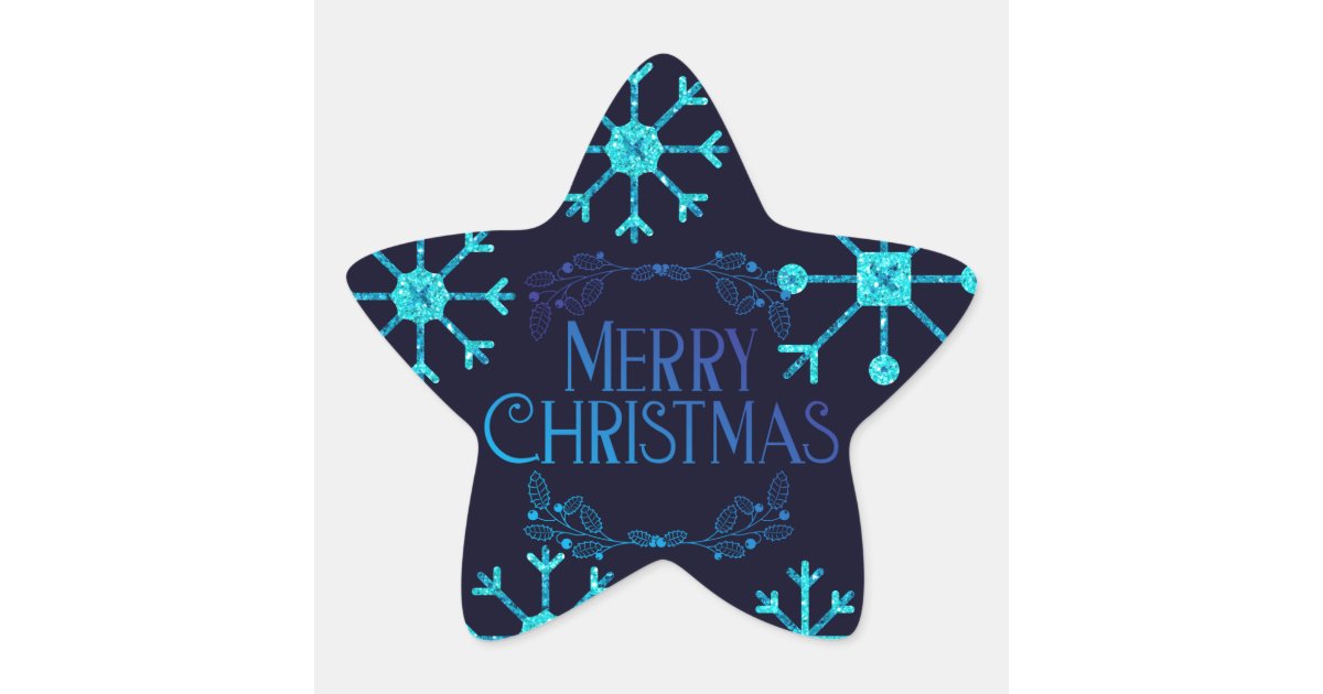 Blue Glitter Snowflakes Star Sticker | Zazzle