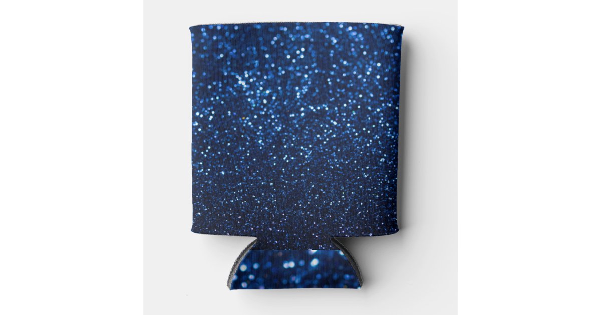 Blue Glitter Texture Festive Sparkle Can Cooler | Zazzle
