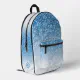 Blue glitter, White and blue marble monogram Printed Backpack | Zazzle