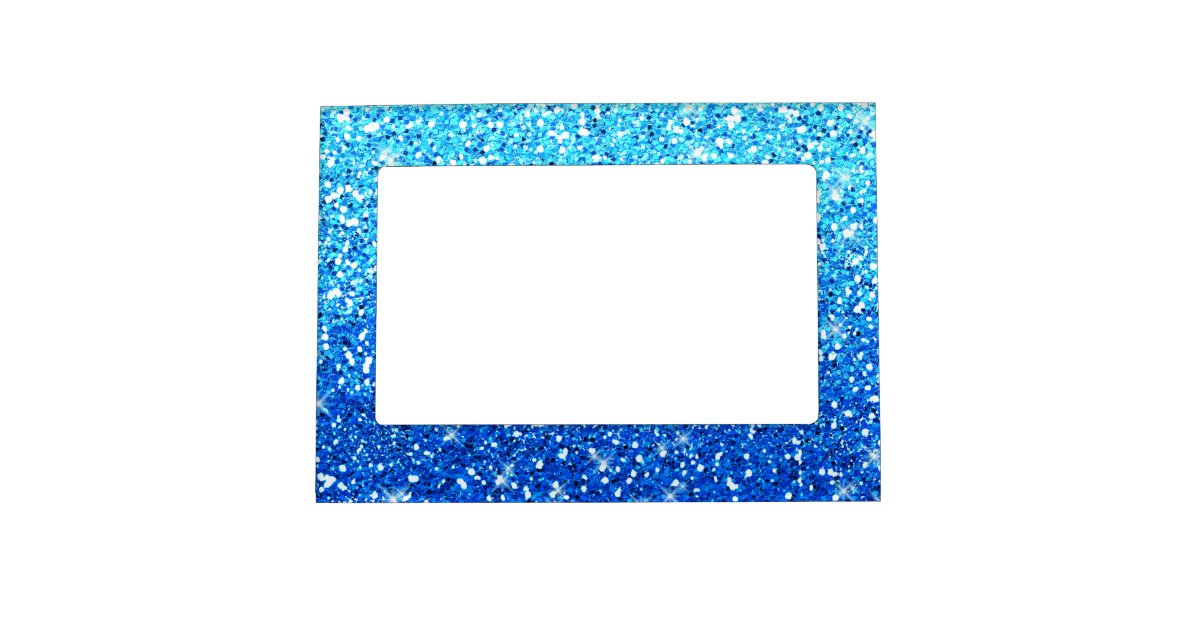 Blue Glitters Sparkles Texture Magnetic Picture Frame | Zazzle