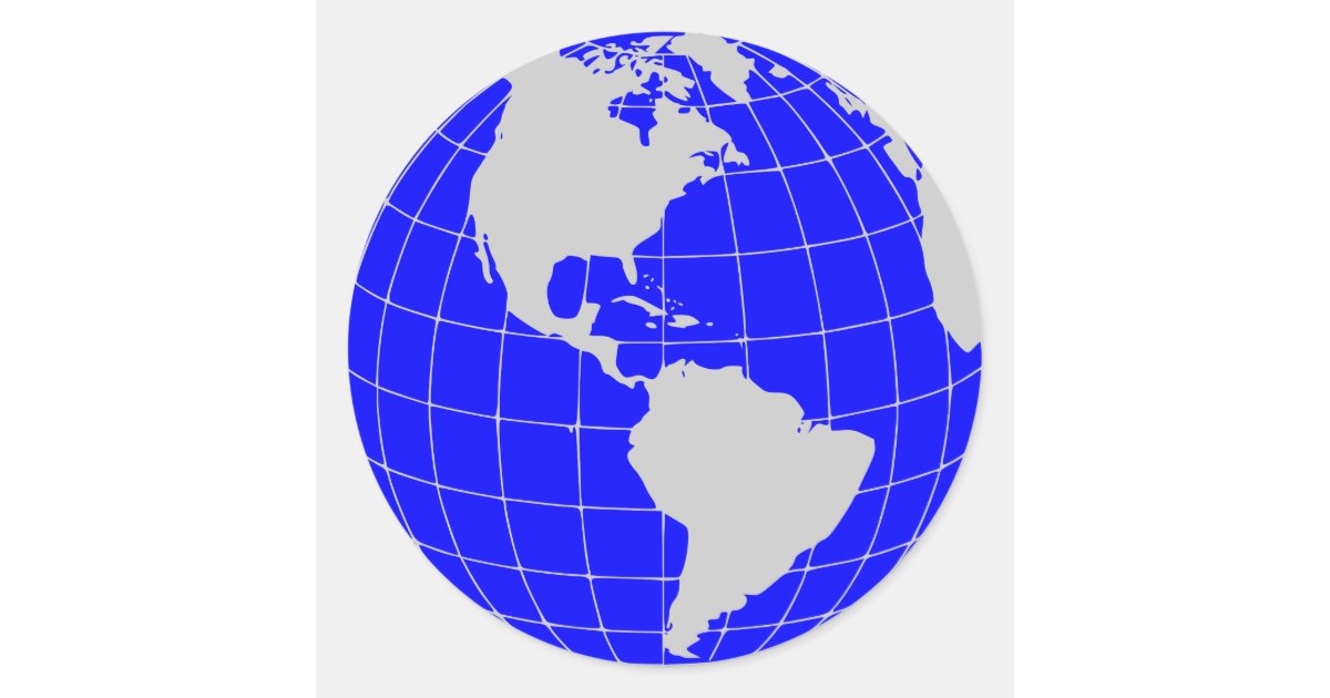 Blue Globe Classic Round Sticker | Zazzle