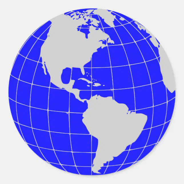 Blue Globe Classic Round Sticker | Zazzle