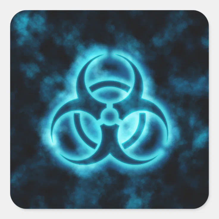 Blue Glow Biohazard Symbol Sticker | Zazzle