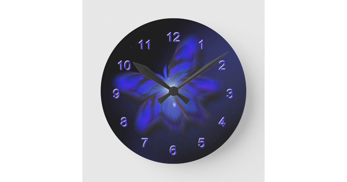 Blue Glow Butterfly Wall Clock | Zazzle