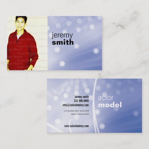 Blue Glow Headshot Business Card | Zazzle