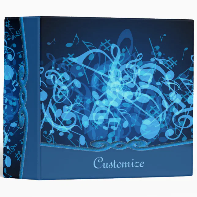 Blue Glow Music Notes Pattern Binder | Zazzle
