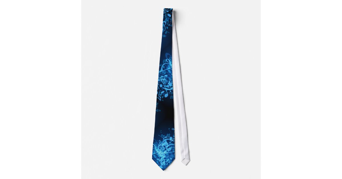 Blue Glow Music Notes Pattern Tie | Zazzle