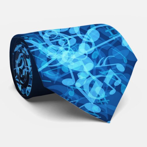 Blue Glow Music Notes Pattern Tie | Zazzle