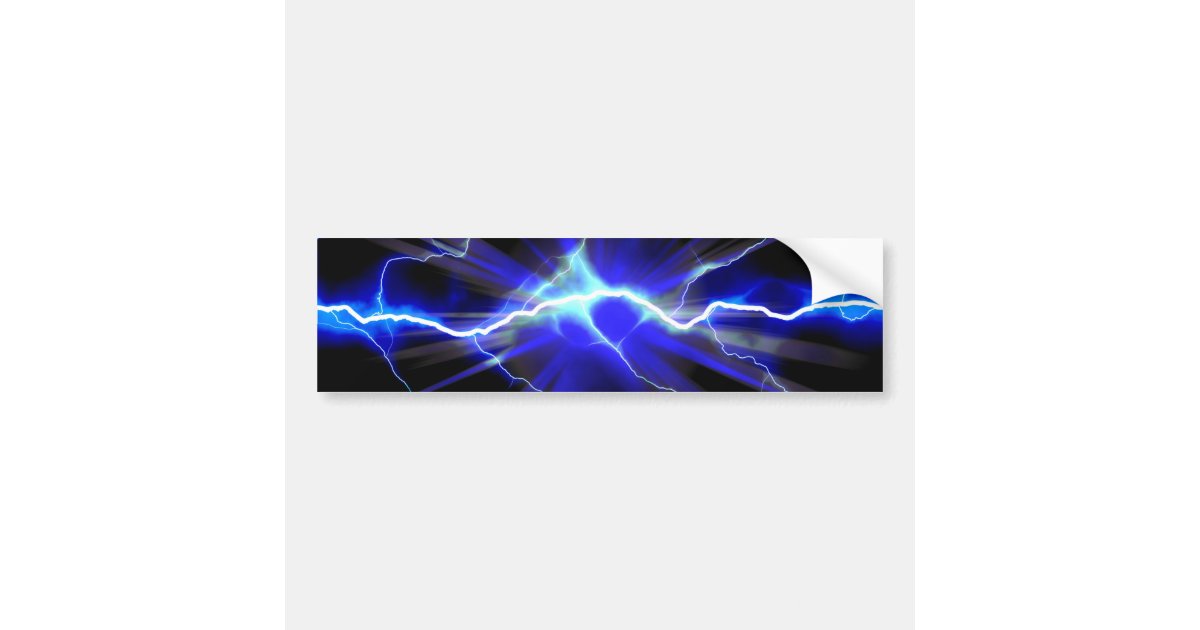 Blue glowing lightning or electricity bumper sticker | Zazzle