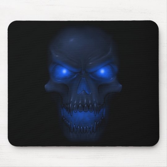 Blue Glowing Skull Mouse Pad | Zazzle.com