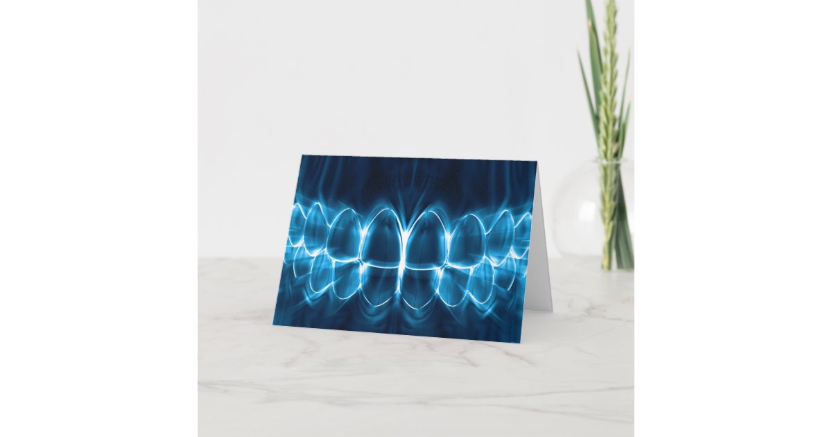 Blue Glowing Teeth Smile Dentist Orthodontist Card | Zazzle