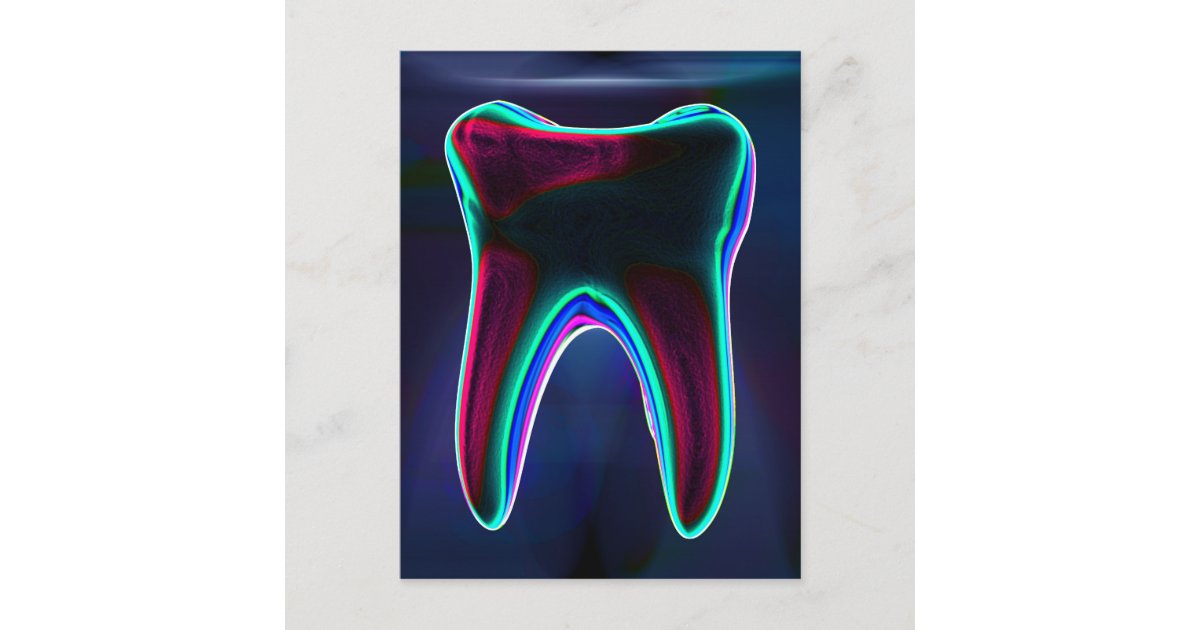 Blue Glowing Tooth Dental Art Postcard | Zazzle