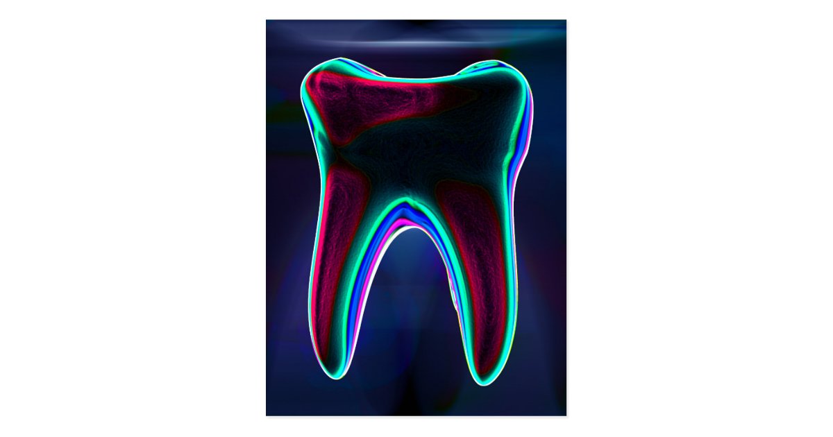Blue Glowing Tooth Dental Art Postcard | Zazzle.com