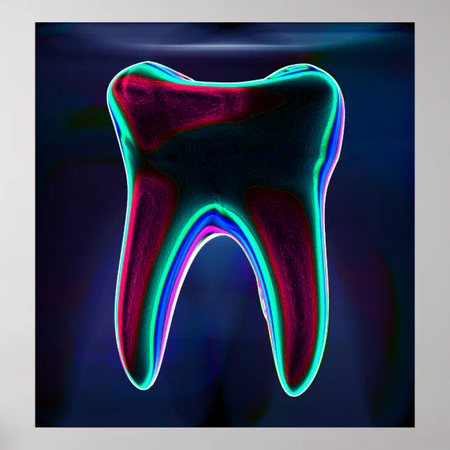 Blue Glowing Tooth Dentist Orthodontist Poster | Zazzle