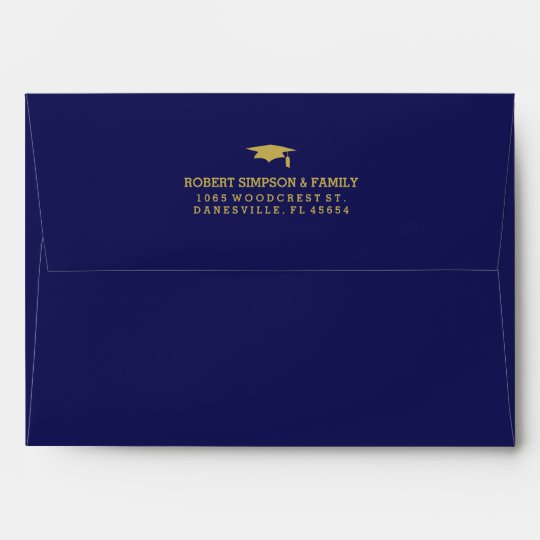 Blue & Gold 5x7 Graduation Invite Envelope | Zazzle.com