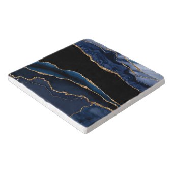 Blue Gold Agate Themed Trivet | Zazzle