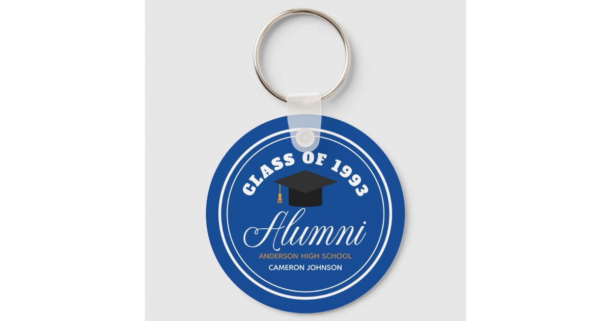 Blue Gold Alumni School Reunion Personalized Keychain | Zazzle