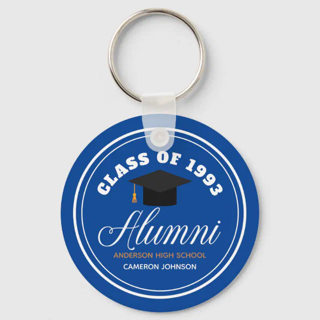 Blue Gold Alumni School Reunion Personalized Keychain | Zazzle
