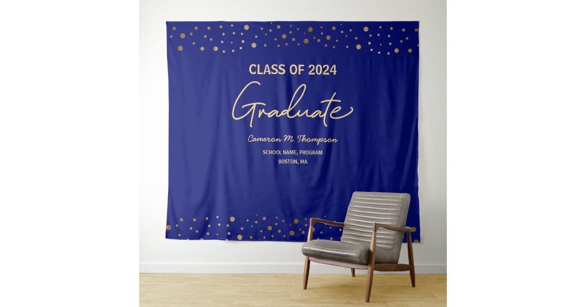 Blue Gold Class of 2024 Photo Backdrop Graduate | Zazzle